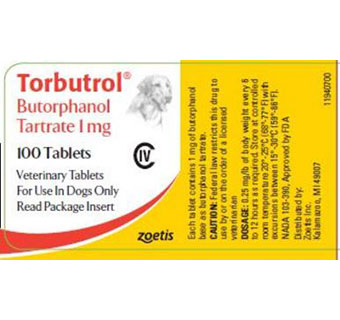 TORBUTROL® TABLETS (BUTORPHANOL TARTRATE) 1 MG 100 COUNT CIV - Animal ...
