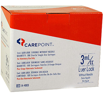 CAREPOINT™ GENERAL SYRINGE 3ML LUER LOCK 100/BOX - Animal Health ...